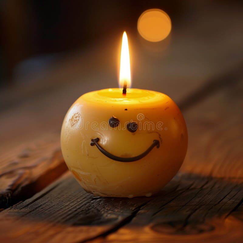 Smiley Face with Candle Creating Calm Atmosphere Stock Illustration ...