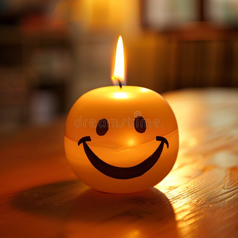 Smiley Face with Candle Creating Calm Atmosphere Stock Illustration ...