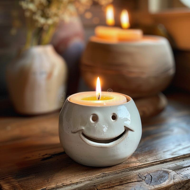Smiley Face with Candle Creating Calm Atmosphere Stock Illustration ...