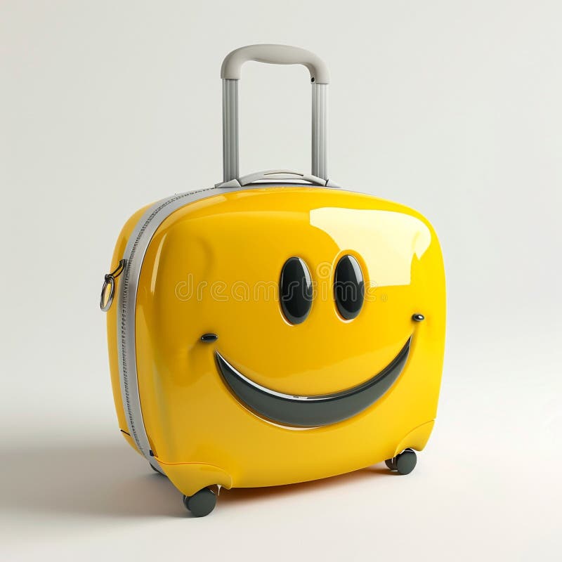 Smiley Face Carrying Suitcase for a Trip Stock Illustration ...