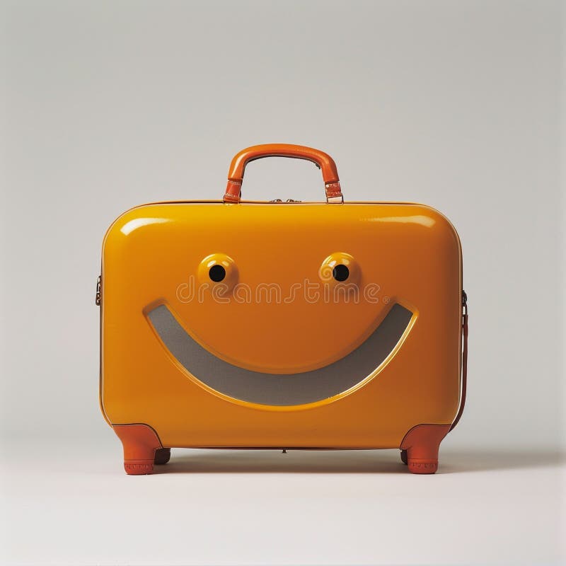 Smiley Face Carrying Suitcase for a Trip Stock Illustration ...