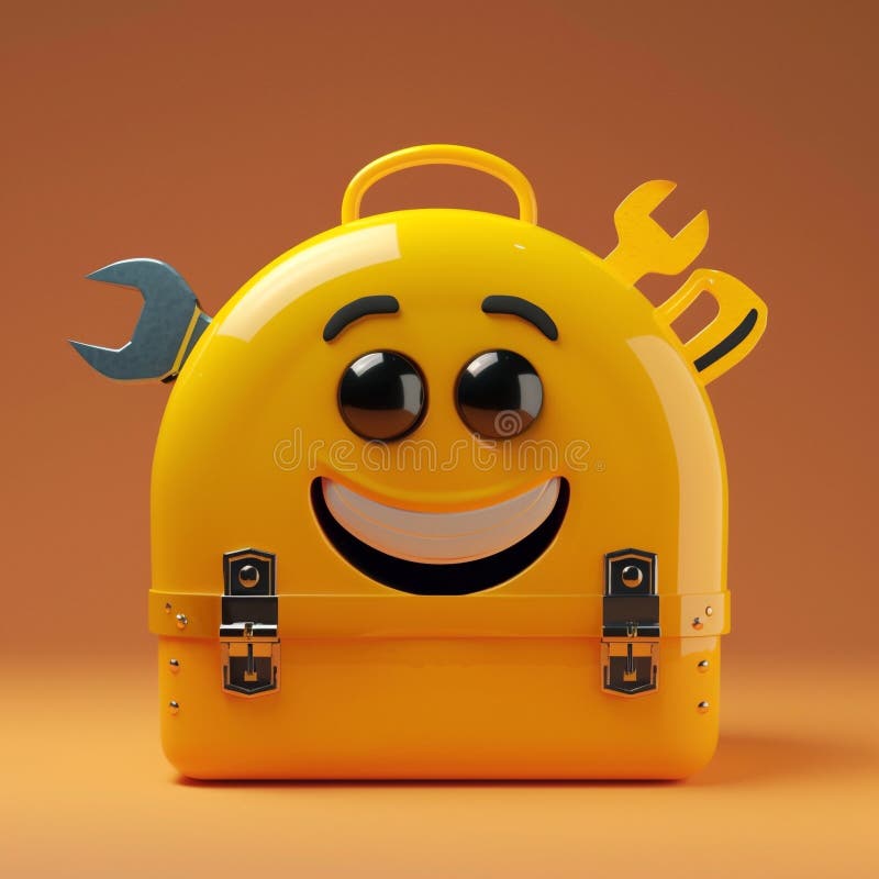 Smiley Face Carrying Tools in a Toolbox Stock Illustration ...