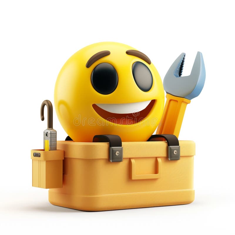 Smiley Face Carrying Tools in a Toolbox Stock Illustration ...