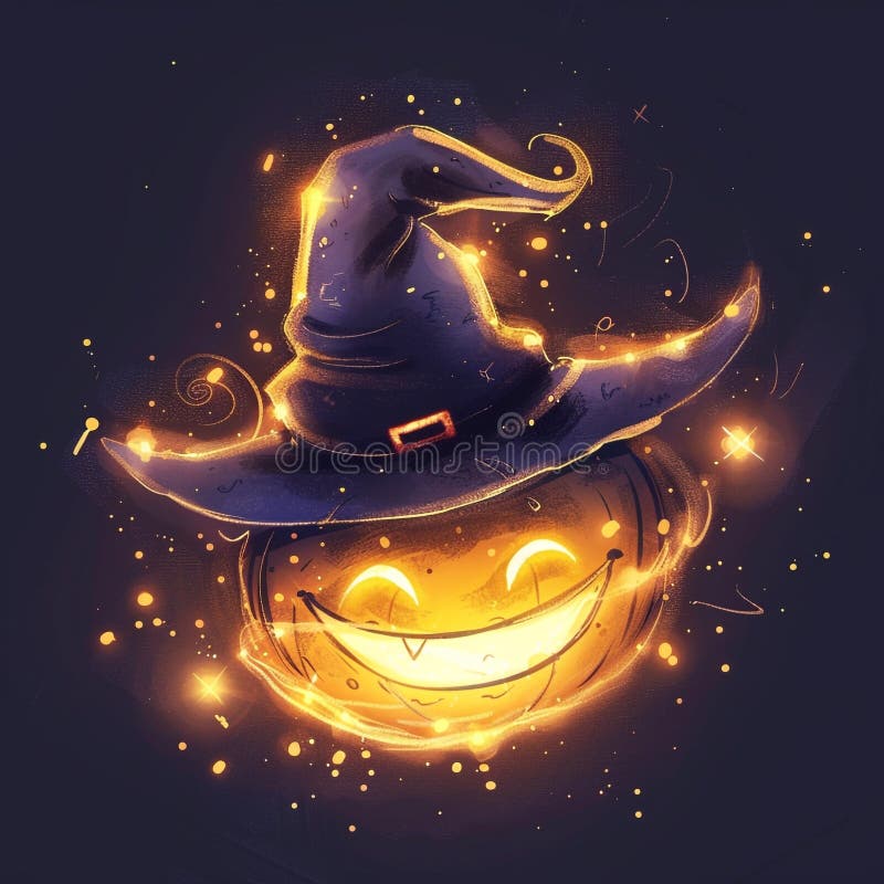 Smiley Face Casting Spells Wearing a Wizard Hat Stock Illustration ...