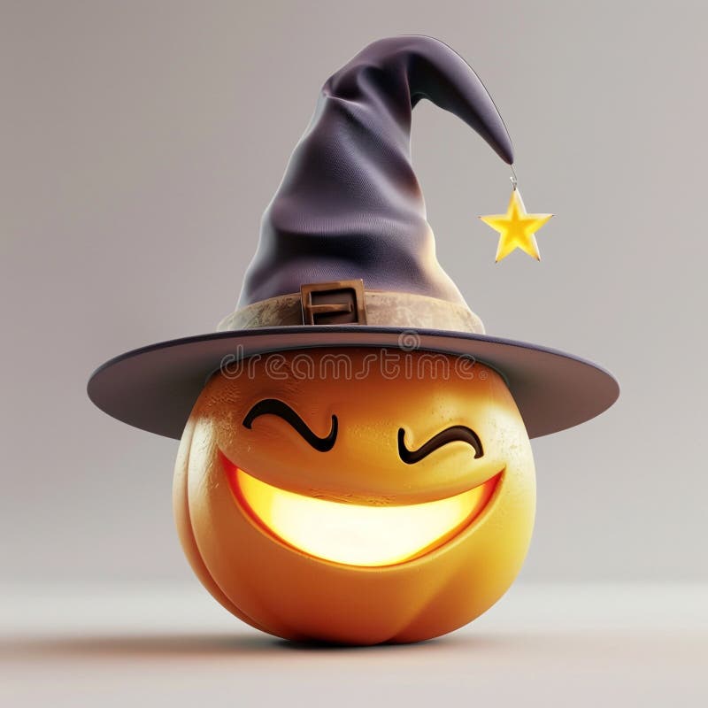 Smiley Face Casting Spells Wearing a Wizard Hat Stock Illustration ...