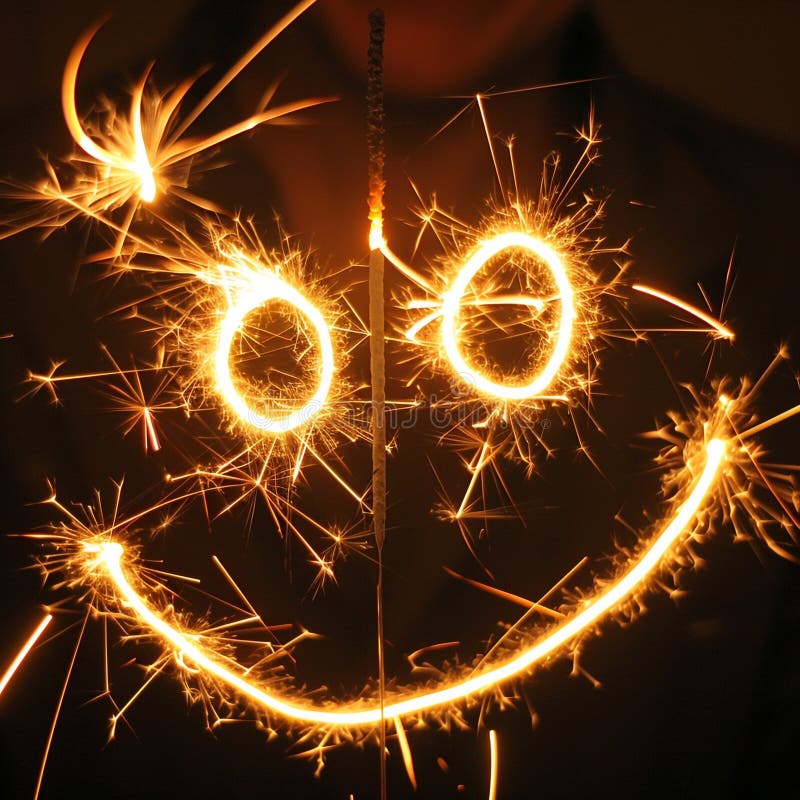 Smiley Face Celebrating with Firework Stock Illustration - Illustration ...