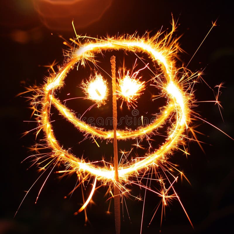 Smiley Face Celebrating with Firework Stock Illustration - Illustration ...