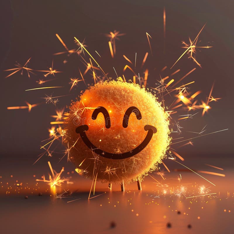 Smiley Face Celebrating with Firework Stock Illustration - Illustration ...