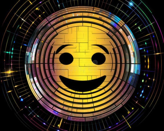A Smiley Face in the Center of a Disco Ball Stock Illustration ...