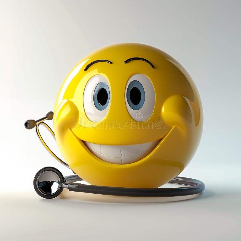 Smiley Face Checking Health with Stethoscope Stock Illustration ...