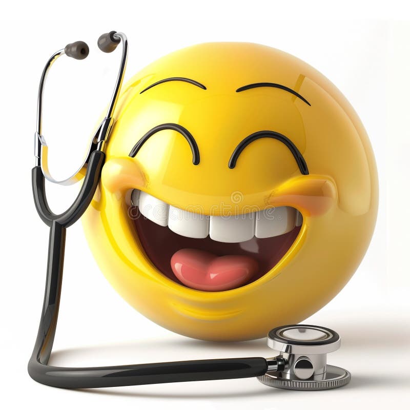 Smiley Face Checking Health with Stethoscope Stock Illustration ...