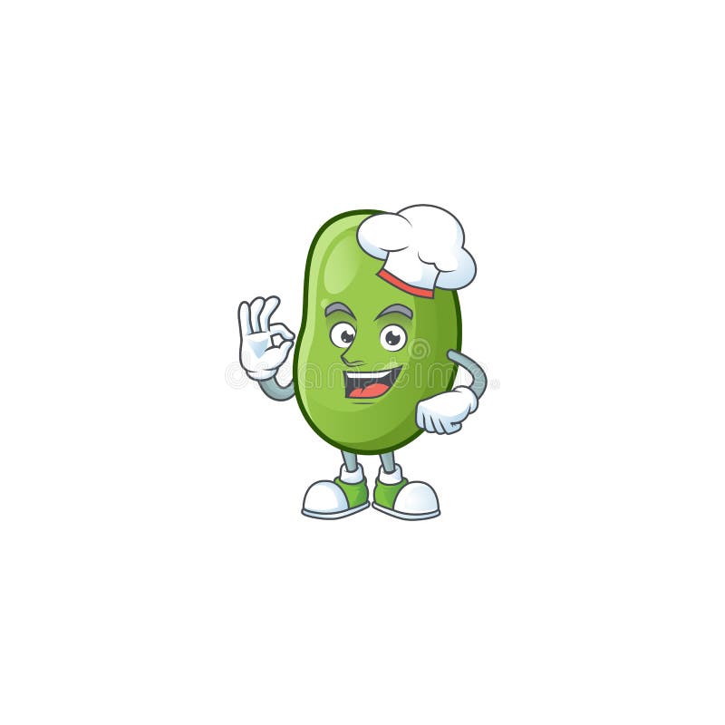 Smiley Face Chef Green Beans Character with White Hat Stock Vector ...