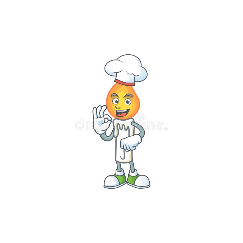 Smiley Face Chef White Candle Character Met White Hat Vector ...