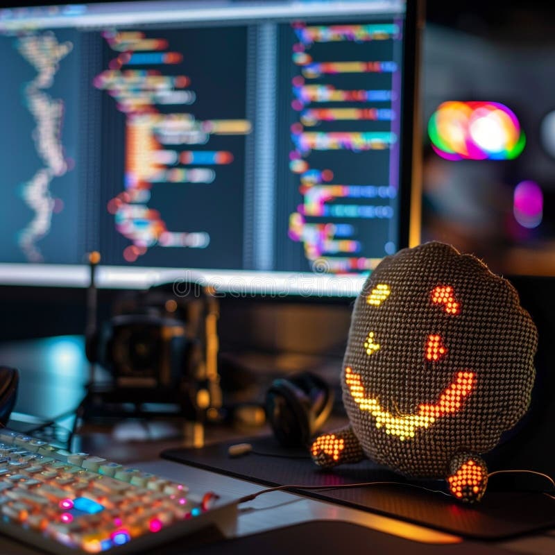 Smiley Face Coding a Program on a Computer Stock Illustration - Illustration of syntax ...