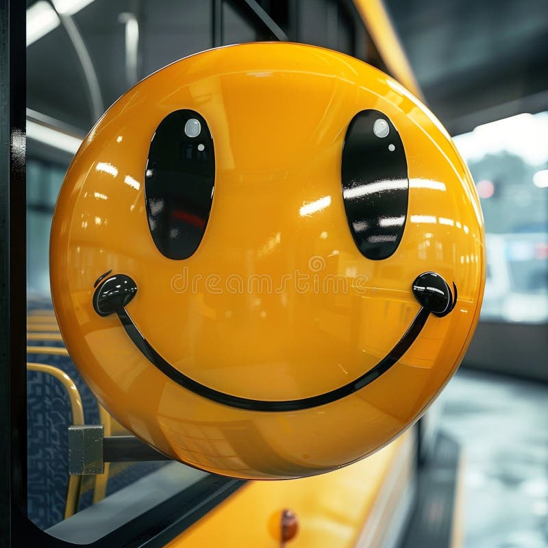 Smiley Face Commuting on a Bus To Work Stock Illustration ...