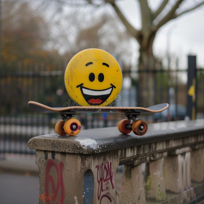 Smiley Face Doing Tricks at the Skate Park Stock Illustration ...