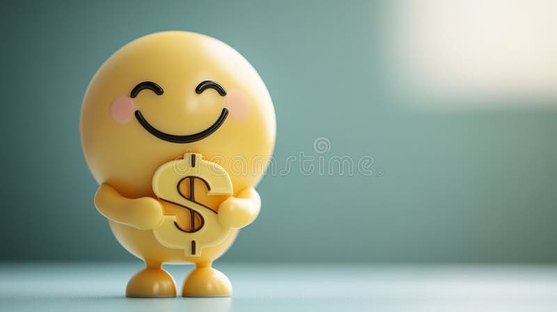 Smiley Face with a Dollar Sign on a Blue Background. Stock Illustration ...