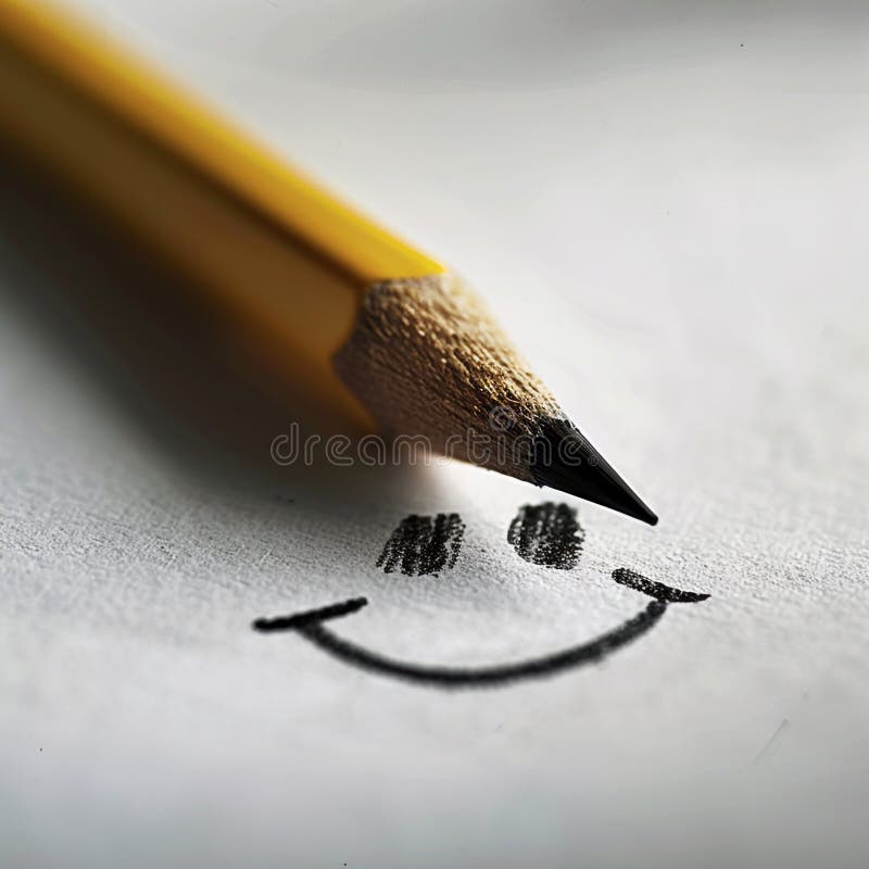Smiley Face Drawing a Picture with a Pencil Stock Illustration ...