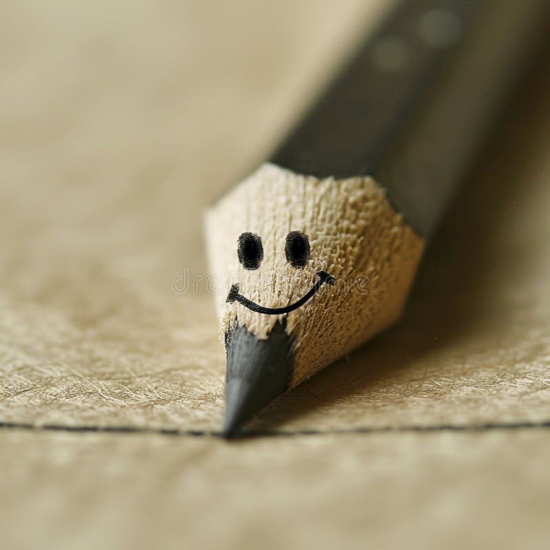 Smiley Face Drawing a Picture with a Pencil Stock Illustration ...