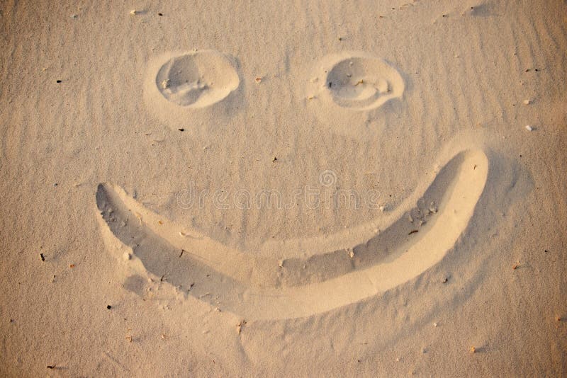 A Smiley Face Drawing on a Sand Stock Photo - Image of freedom, journey ...