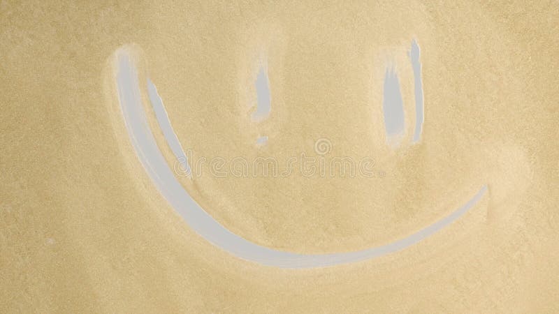 Smiley Face Drawn on Gold-painted Glass Surface Stock Photo - Image of ...