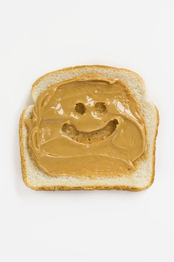 Smiley Face Drawn in Peanut Butter on Slice of Toa Stock Image - Image ...