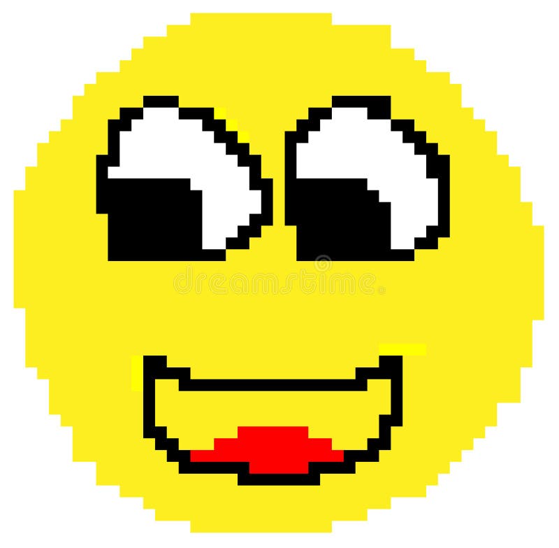 Smiley Face Drawn in Pixels Stock Illustration - Illustration of ...