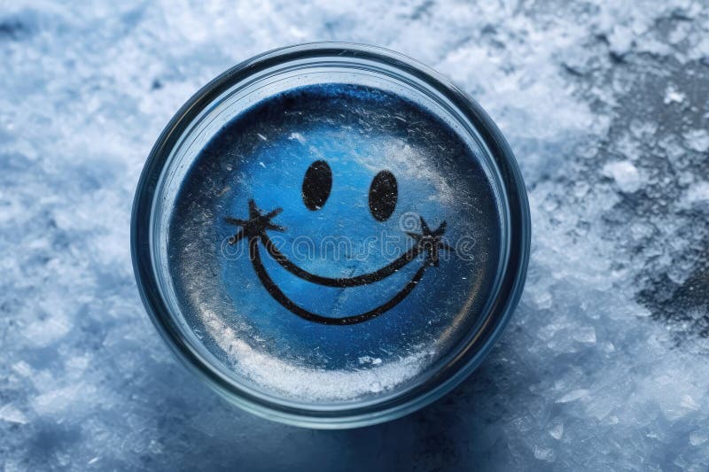 Smiley Face Drawn in the Snow on the Glass, Very Beautiful. Generative ...