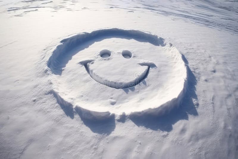 Smiley Face Drawn in the Snow, Very Beautiful. Generative AI Stock ...