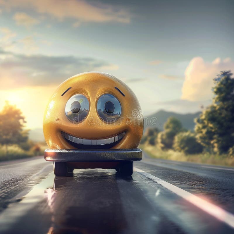 Smiley Face Driving Car To Destination Stock Illustration ...