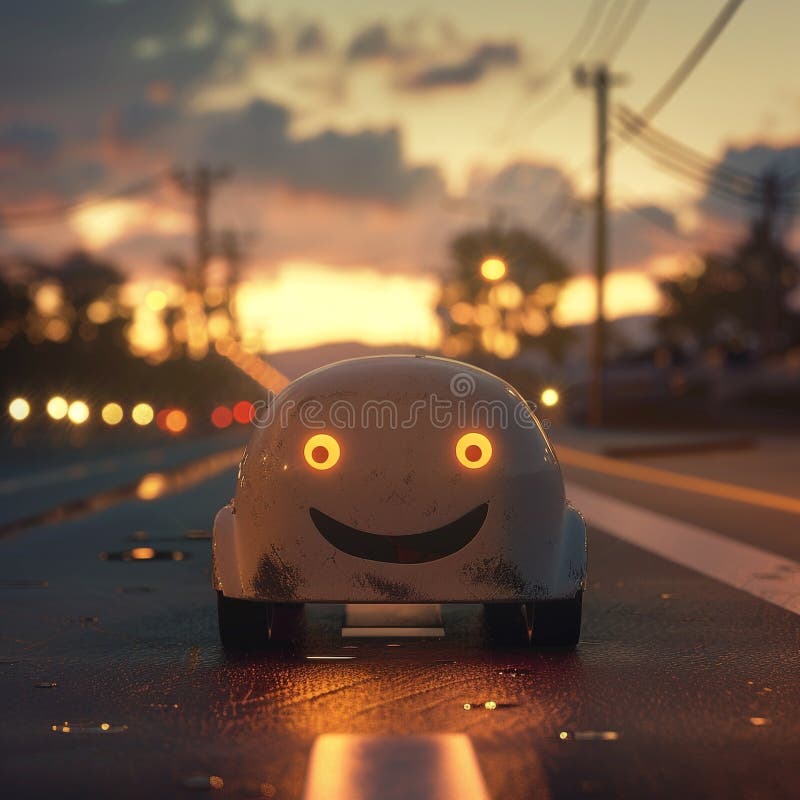 Smiley Face Driving Car To Destination Stock Illustration ...