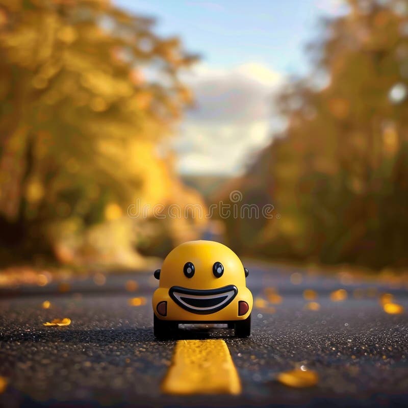 Smiley Face Driving Car To Destination Stock Illustration ...