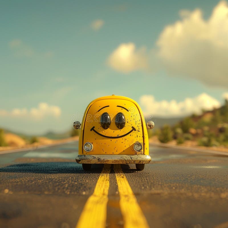 Smiley Face Driving Car To Destination Stock Illustration ...