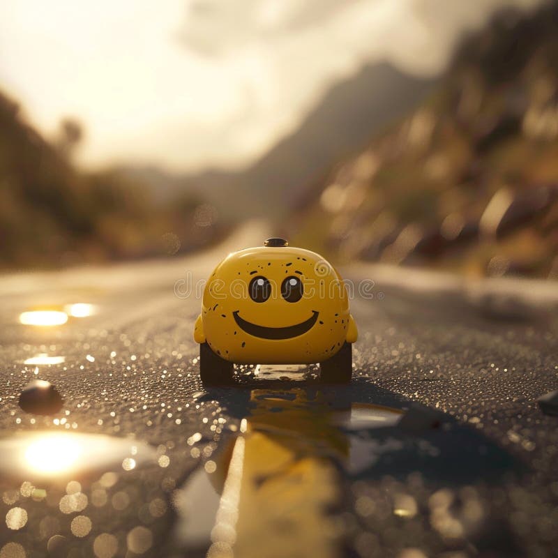 Smiley Face Driving Car To Destination Stock Illustration ...