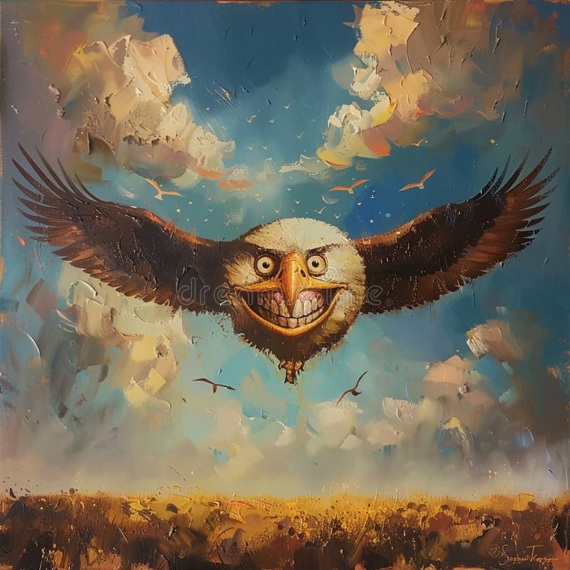 Smiley Face with Eagle Soaring in the Sky Stock Illustration ...