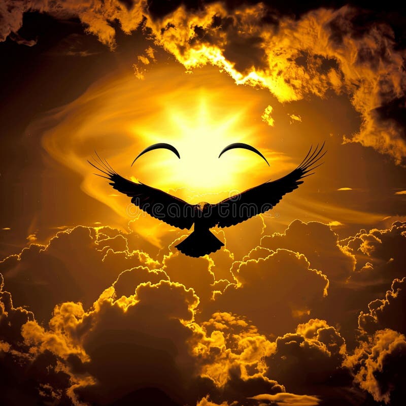Smiley Face with Eagle Soaring in the Sky Stock Illustration ...