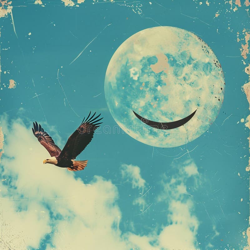 Smiley Face with Eagle Soaring in the Sky Stock Illustration ...