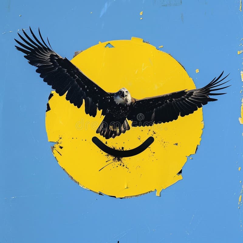 Smiley Face with Eagle Soaring in the Sky Stock Illustration ...