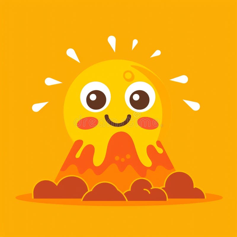Smiley Face Erupting with Excitement at a Volcano Stock Illustration ...