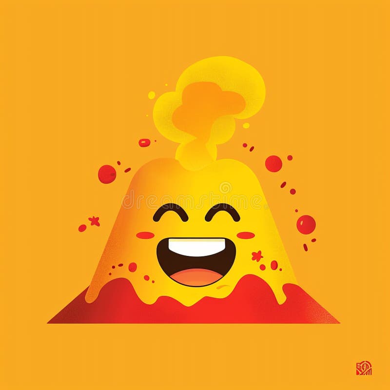 Smiley Face Erupting with Excitement at a Volcano Stock Illustration ...