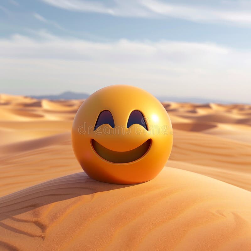 Smiley Face Exploring Desert Dunes Stock Illustration - Illustration of ...
