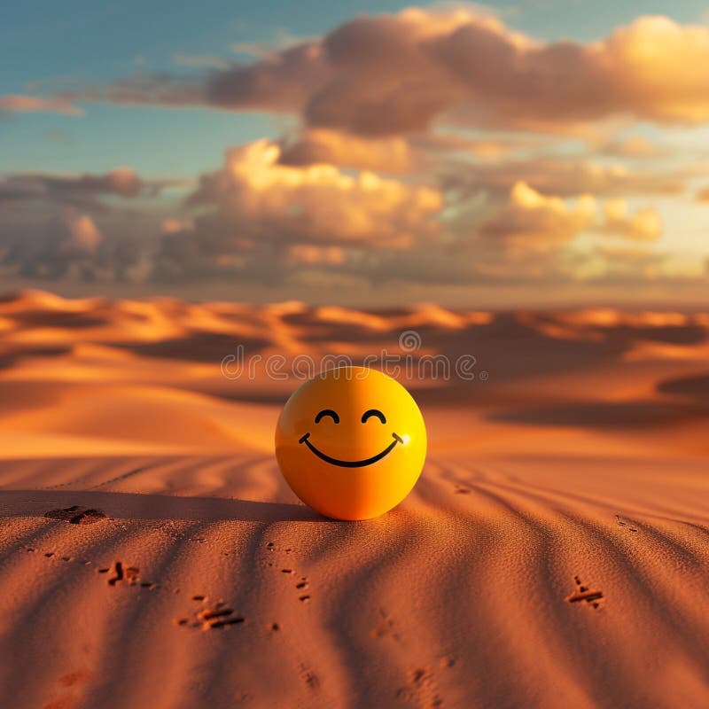 Smiley Face Exploring Desert Dunes Stock Illustration - Illustration of ...