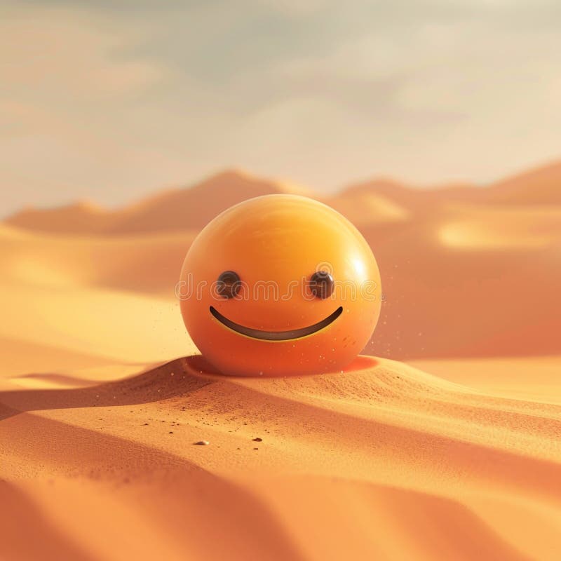 Smiley Face Exploring Desert Dunes Stock Illustration - Illustration of ...