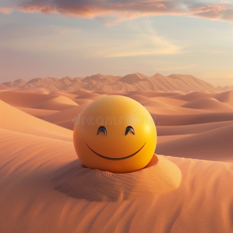 Smiley Face Exploring Desert Dunes Stock Illustration - Illustration of ...
