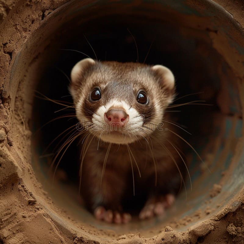 Smiley Face Exploring Tunnels with Ferret Stock Illustration ...