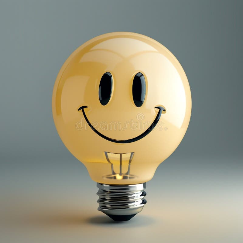 Smiley Face Expressing Excitement with a Light Bulb Representing a ...