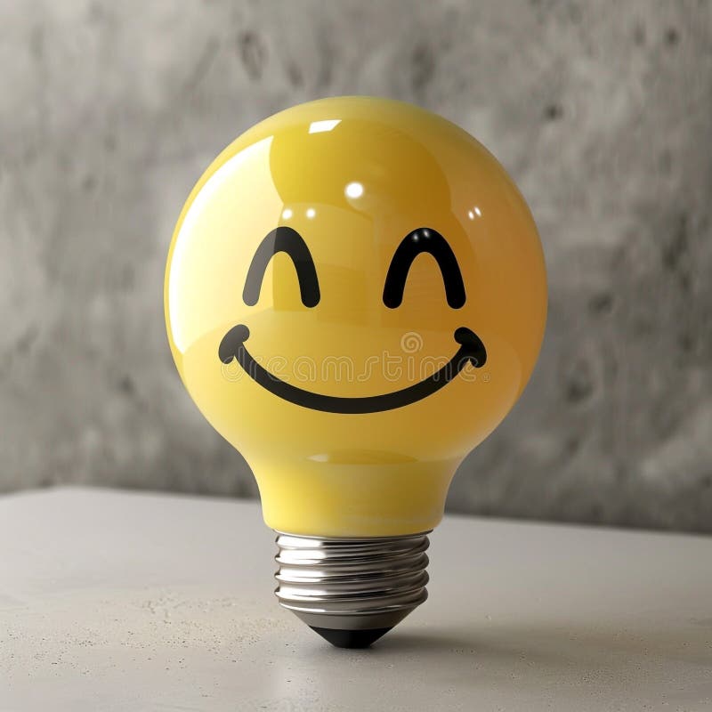 Smiley Face Expressing Excitement with a Light Bulb Representing a ...