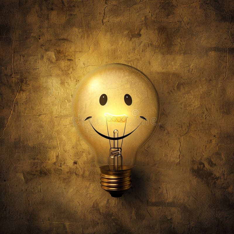 Smiley Face Expressing Excitement with a Light Bulb Representing a ...