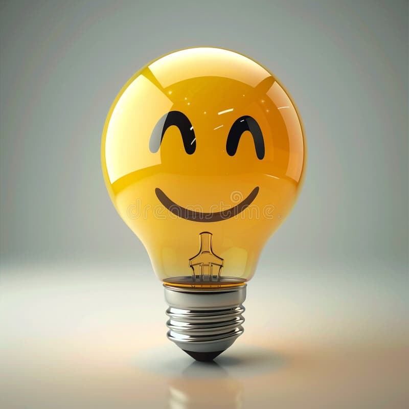 Smiley Face Expressing Excitement with a Light Bulb Representing a ...