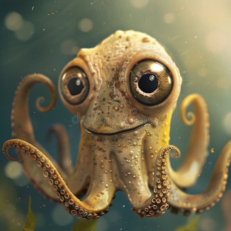 Smiley Face Features Cuttlefish with Wavy Fin Stock Illustration ...